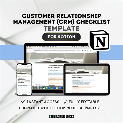 Notion CRM Checklist Template Customer Relationship Management Notion Template CRM Checklist For