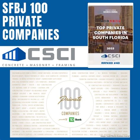 Csci Was Recently Recognized As One Of The South Florida Business Journals Top 100 Private