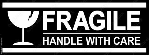 Sticker Fragile Handle With Care Black And White Warning Label Fragile Label With Broken Glass
