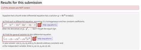 Solved Suppose That A Fourth Order Differential Equation Has