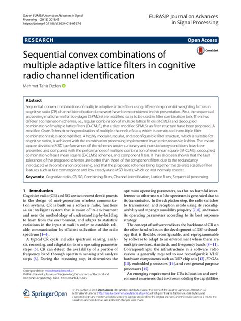 Pdf Sequential Convex Combinations Of Multiple Adaptive Lattice Filters In Cognitive Radio