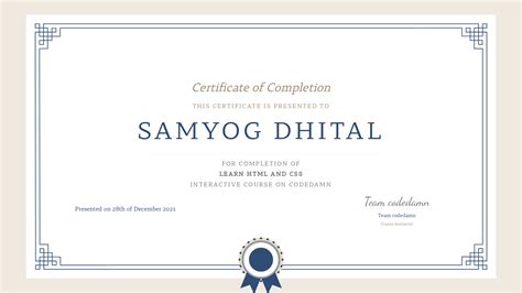 Samyog Dhitals Certification For Learn Html And Css 2023 Ready