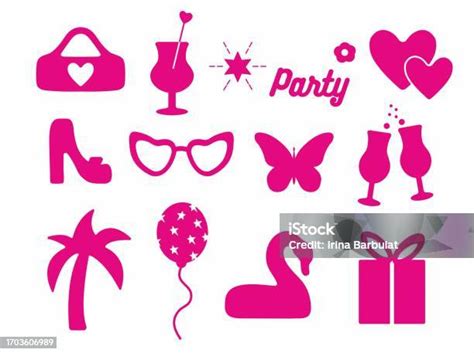 소녀들에게 인기있는 핑크 컬렉션 하트 데이지 신발 나비 별 로고 스티커 흰색 배경에 격리된 요소 인쇄 배너 엽서용 아트 벡터 그림입니다 0명에 대한 스톡 벡터 아트 및 기타