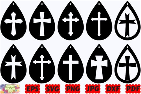 Cross Earrings SVG Cross SVG Earring Graphic By DigitalDesignsSVGBundle Creative Fabrica