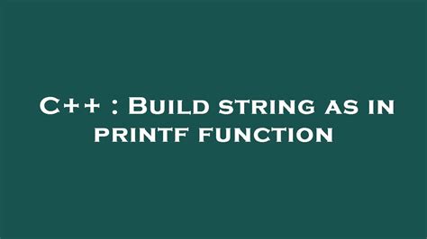 C Build String As In Printf Function Youtube