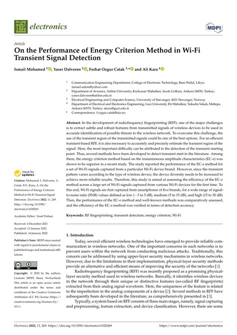 Pdf On The Performance Of Energy Criterion Method In Wi Fi Transient