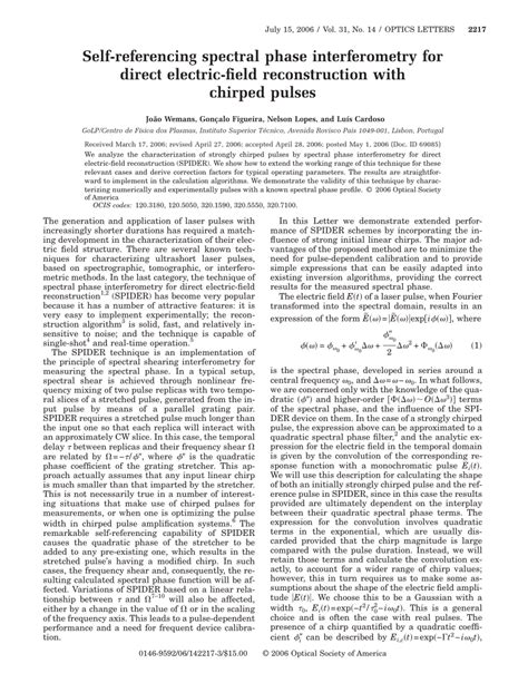 Pdf Self Referencing Spectral Phase Interferometry For Direct Electric Field Reconstruction
