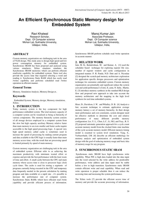 Pdf An Efficient Synchronous Static Memory Design For Embedded System