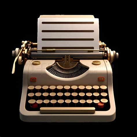 3d渲染ai数字艺术 3d原创简约卡通复古打字机复古3d渲染风格怀旧氛围黑色背景打字机键盘纸张机械部件插画 Ai立体元素免费下载 Png格式 4096像素 编号71636994 千图网