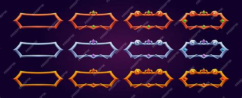 Free Vector Golden Medieval Fantasy Game Ui Frame For Button