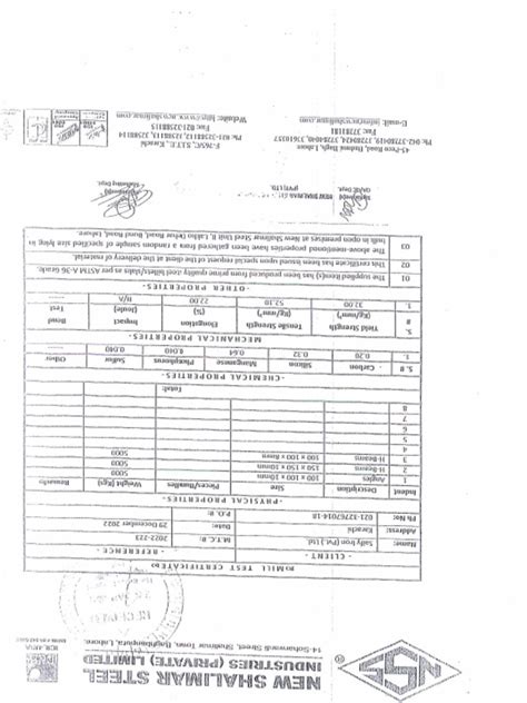 Material Testing Certificate Pdf