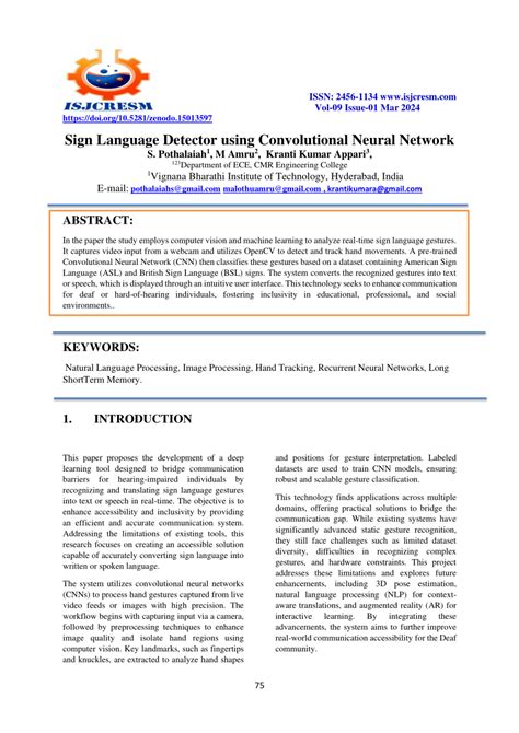 Pdf Sign Language Detector Using Convolutional Neural Network