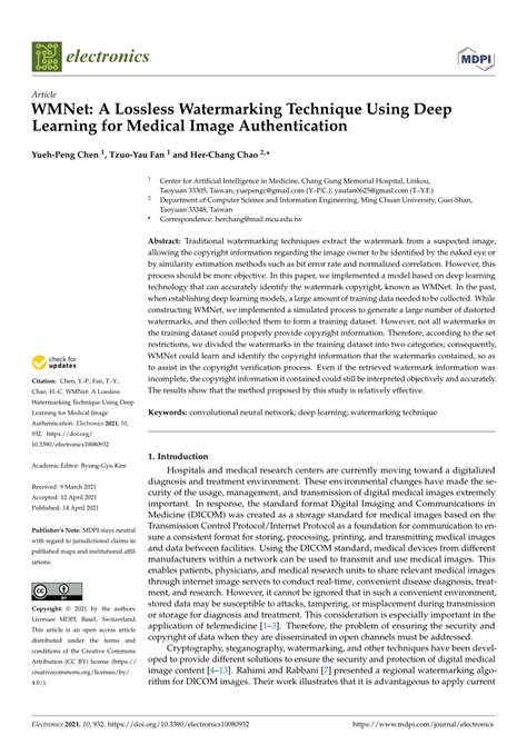 Pdf Wmnet A Lossless Watermarking Technique Using Deep Learning For Medical Image Authentication