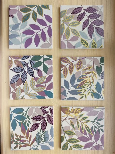 Плитка с ручной росписью Листья в интернет магазине Ярмарка Мастеров по цене 800 ₽ Rq4wkru