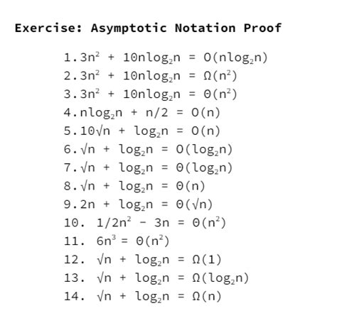 Solved Exercise Asymptotic Notation Proof Chegg