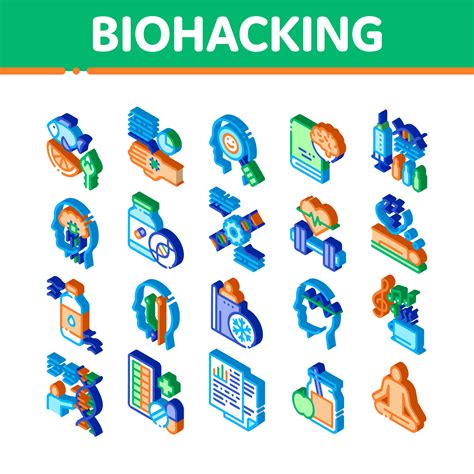 Biohacking Isometric Elements Icons Set Vector 18019928 Vector Art At Vecteezy