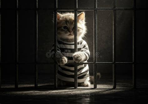 Funny Cat Kitten Jail Prison Cell Stock Illustration Illustration Of Jail Prison 366421614
