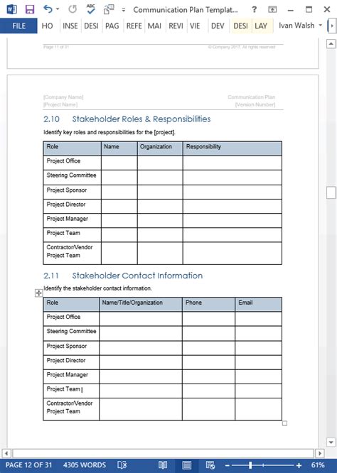 Communication Plan Template Ms Word Excel Templates Forms Checklists For Ms Office And