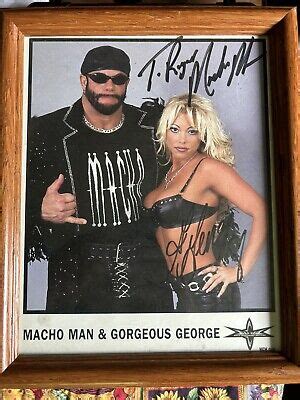 Macho Man Randy Savage And Gorgeous George Autographed Wcw Promo Framed