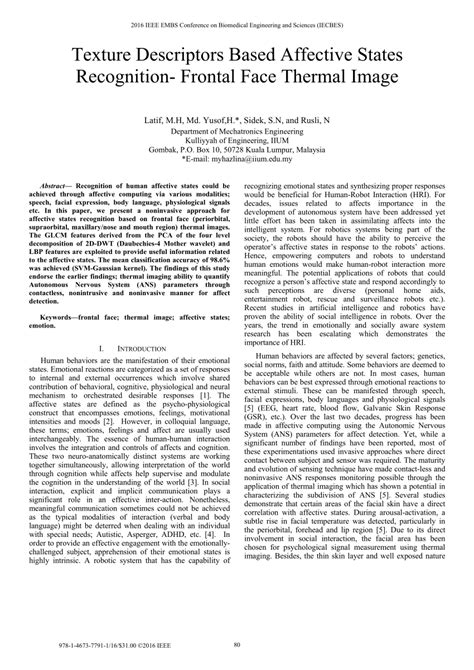 Pdf Texture Descriptors Based Affective States Recognition Frontal