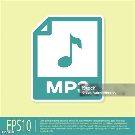 녹색 Mp3 파일 문서 아이콘입니다 노란색 배경에 고립 된 Mp3 버튼 아이콘을 다운로드 합니다 Mp3 음악 형식 기호입니다 Mp3 파일 기호입니다 벡터 일러스트 0명에