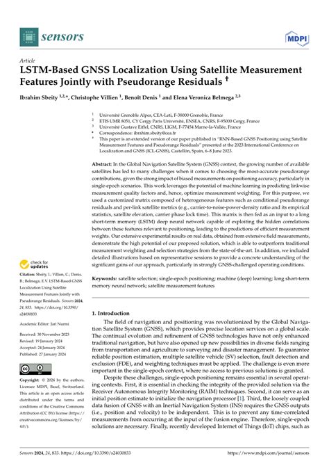 Pdf Lstm Based Gnss Localization Using Satellite Measurement Features