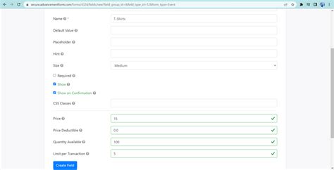 Quantity Fields Advancement Form