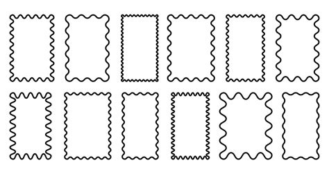 Scallop Frames Set Zigzag Wavy Edges Retro Vector Image