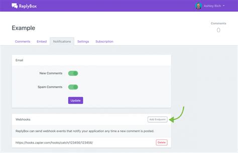 using webhooks replybox