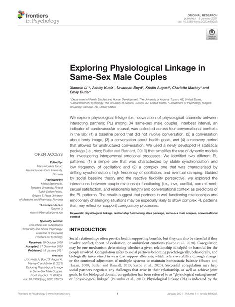 Pdf Exploring Physiological Linkage In Same Sex Male Couples