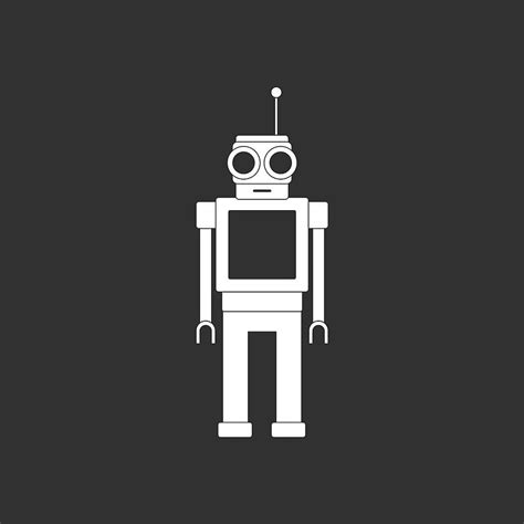 벡터와 검은 배경 로봇 장난감에 흰색 아이콘 Eps Ai Uidownload