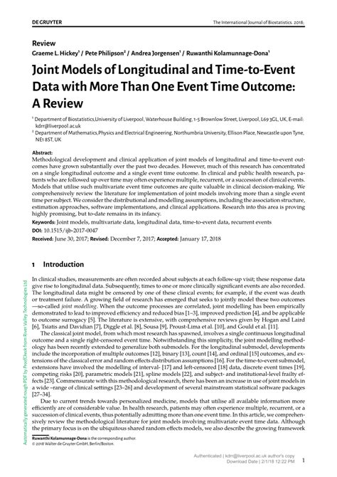 Pdf Joint Models Of Longitudinal And Time To Event Data With More Than One Event Time Outcome