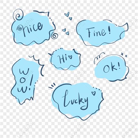 거품 채팅 상자 파란색 만화 일러스트 라인 귀여운 스티커 메모 구름 노트 별 빛 종이 풍선 Png 일러스트 무료 다운로드 Lovepik