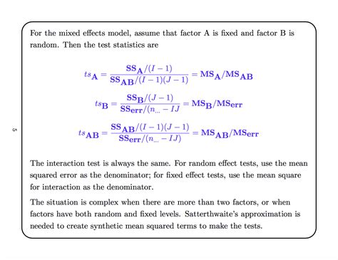 Hypothesis Testing Two Way Anova With Mixed Effects Model Cross Validated