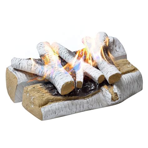 Arlmont And Co Polad Gas Fireplace Logs5pcs Ceramic White Birch Wood