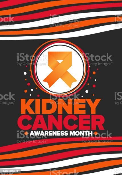 신장암 인식의 달 3 월에 매년 을 축하합니다 제어 및 보호 예방 캠페인 의료 의료 개념 리본이 달린 포스터 배너 및 배경 벡터 일러스트레이션 3월에 대한 스톡 벡터 아트