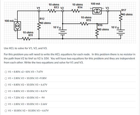 Solved Use Kcl To Solve For V1v2 And V3 For This Problem