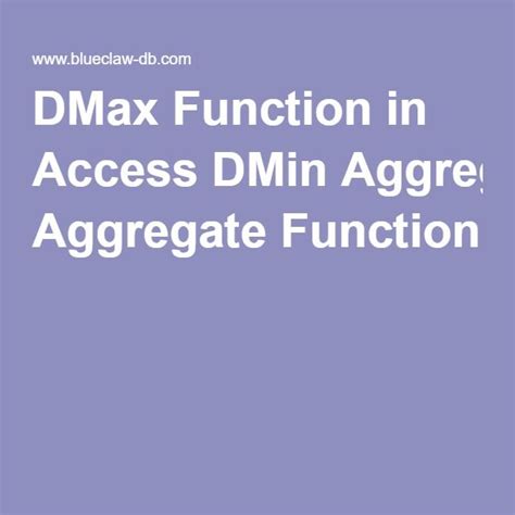 dmin and dmax functions in access access database programming tutorial