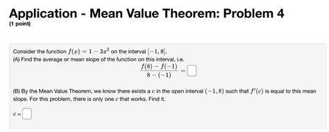 solved application mean value theorem problem 4 1 point