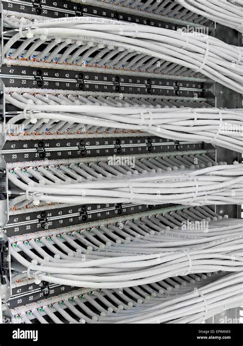 Kind Of Wiring Closet Patch Panels With 6 Th Category In The Background Stock Photo Alamy