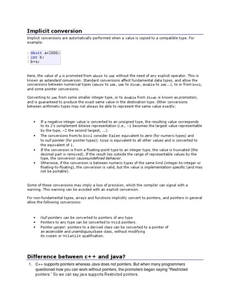 Implicit Conversion Short Int Pdf Method Computer Programming