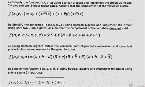Solved Simplify The Function F X Y Z Using Boolean
