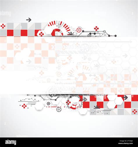 Abstract Technology Background With Red Squares And Elements Vector Stock Vector Image Art