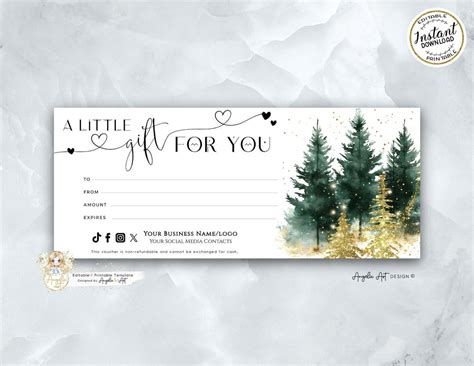 Editable Winter Forest T Certificate Template Christmas Tree T