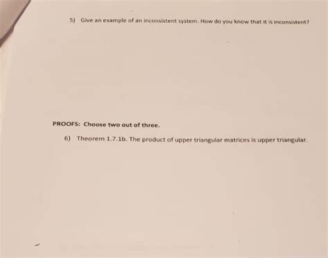 Solved 5 Give An Example Of An Inconsistent System How Do