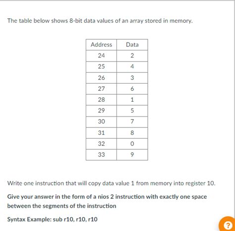 Solved The Table Below Shows 8 Bit Data Values Of An Array