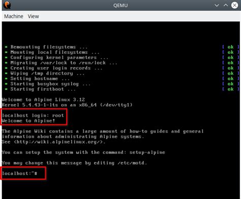 alpine linux qemu need root to install