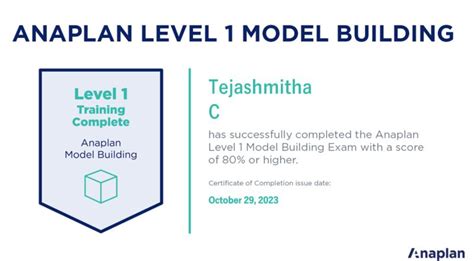 Completed Anaplan Level 1 Model Building Tejashmitha C Posted On The Topic Linkedin