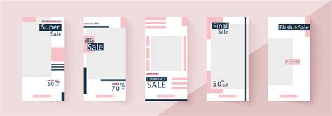 5 소셜 네트워크 스토리 디자인 수직 배너 또는 전단지 템플릿을 슬라이드합니다 소셜 미디어에 대한 미니멀 한 이야기의 집합 0