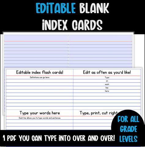 Editable Index Card Template PDF FILE Etsy